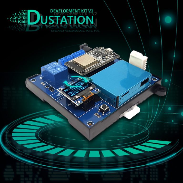 ชุด Dustation Dev Kit V1.4 บอร์ดเซ็นเซอร์วัดฝุ่น PM2.5 พร้อม ESP32 และ PMS7003