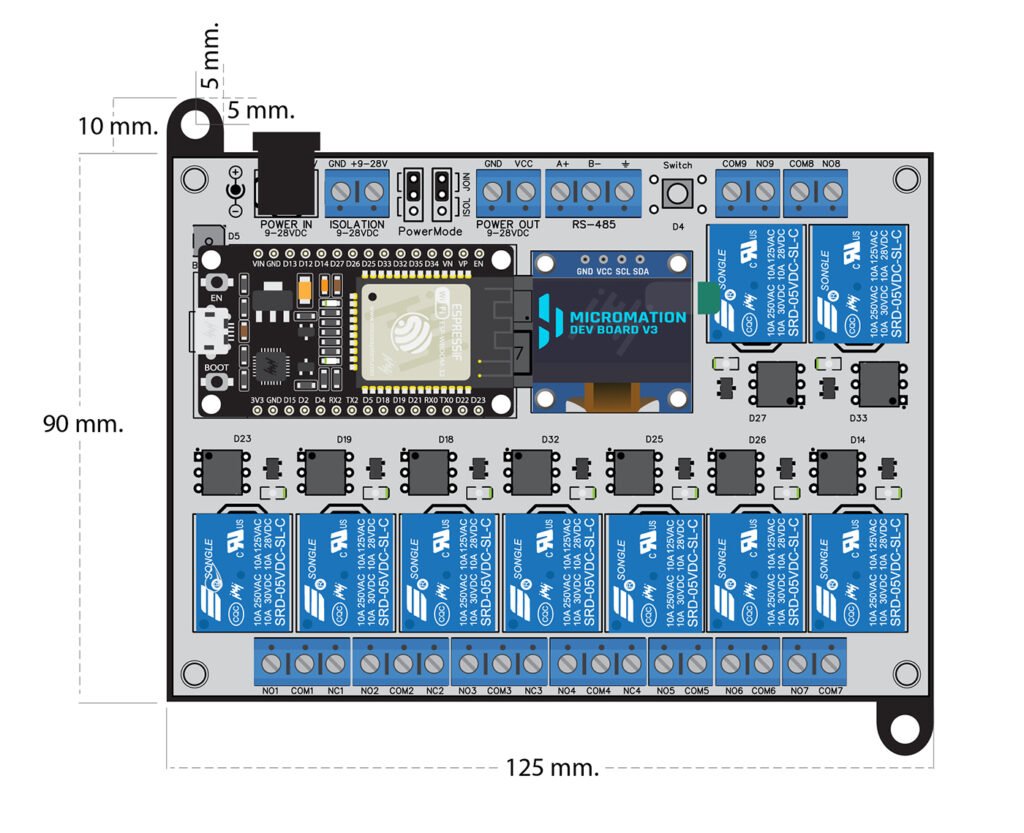 ESP32 | ชุดบอร์ด Micromation Dev Board V3 ESP32 Relay Board 9 Channel ...